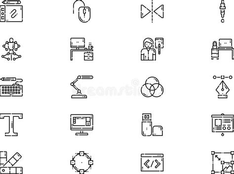 Graphic Designer Icons Collection Is A Vector Illustration With Editable Stroke Stock Vector