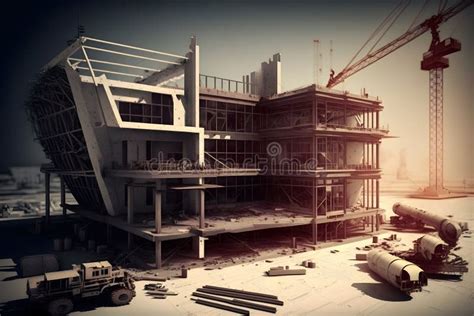 Architects Model House With Plan And Blueprints Neural Network AI Generated Stock Image Image