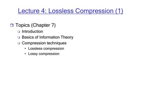 Ppt Lecture 4 Lossless Compression1 Hongli Luo Fall 2011