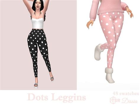 Dots Leggins For Sims 4 Pink And Black Polka Dot Leggings Sims 4 Cc
