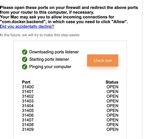 Some Ports Are Not Open Occasionally When Click Check Now On Mac Issue Pi Node