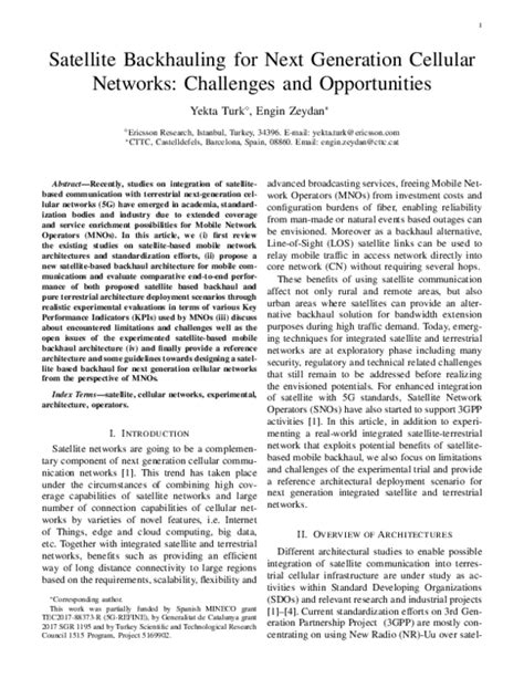 Pdf Satellite Backhauling For Next Generation Cellular Networks Challenges And Opportunities