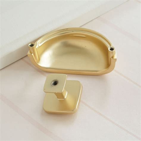 3 Brushed Brass Dresser Knobs Drawer Knobs Kitchen Etsy