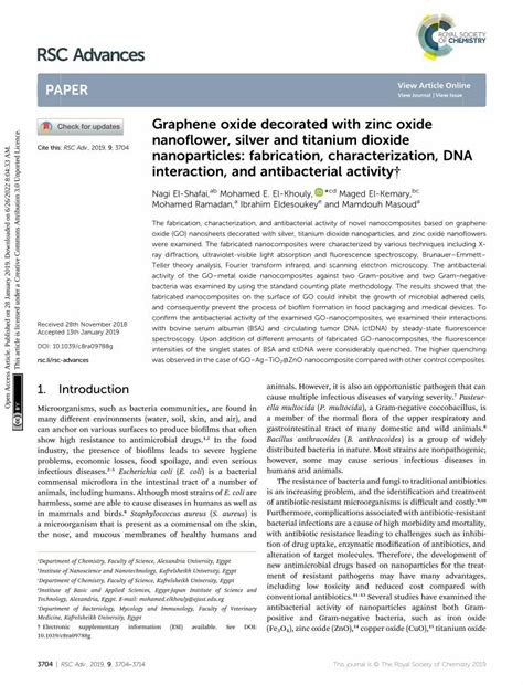 Pdf Graphene Oxide Decorated With Zinc Oxide Nanoflower Dokumentips