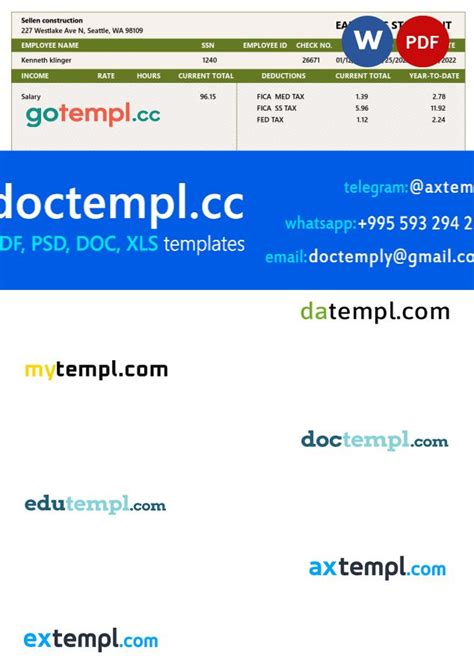 SELLEN CONSTRUCTION Earnings Statement Template In PDF And Word Formats