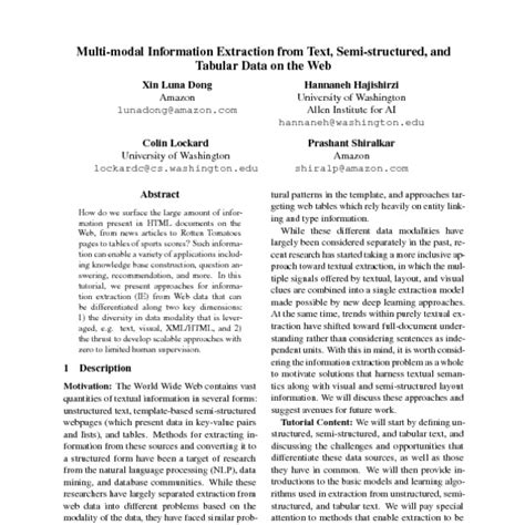 multi modal information extraction from text semi structured and
