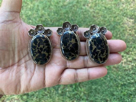 Rare Quality Nipomo Marcasite Natural Stone Tibetan Silver Pendant Jasper Jewelry Semi