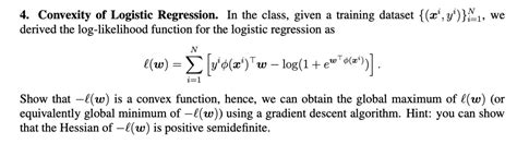 Solved Convexity Of Logistic Regression In The Class Given Training