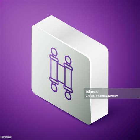 보라색 배경에 격리 된 등색 선 법령 종이 양피지 스크롤 아이콘 중국어 스크롤 실버 스퀘어 버튼 벡터 일러스트레이션 0명에 대한 스톡 벡터 아트 및 기타 이미지 Istock