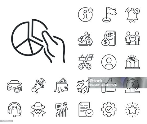 파이 차트 꺾은선형 아이콘입니다 프리젠테이션 그래프 기호입니다 샐러리맨 남녀 평등 및 경보 벨 벡터 0명에 대한 스톡 벡터 아트