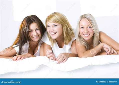 Three Girls In Bed Stock Image Image Of Relationship 6448863
