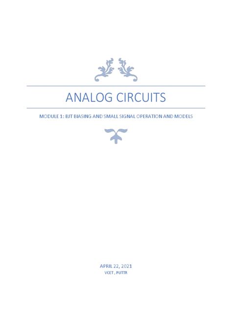 Module 1 Bjt Biasing And Small Signal Operation And Models Notes Pdf