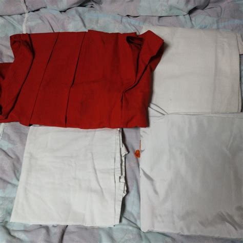 【中古】【本物・中古】巫女装束 巫女服 白衣 行灯型緋袴 半襦袢 千早無地 4点セット2 メルカリ