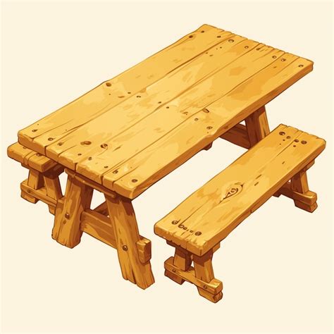 Premium Vector Rustic Dining Table With Bench Seating