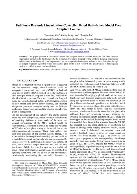 Pdf Full Form Dynamic Linearization Controller Based Data Driven