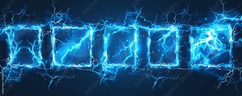 Lightning Frames Blue Electric Borders Of Rectangular And Square Shapes With Thunder Bolt