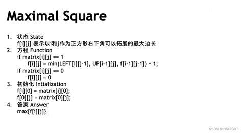 最大正方形 · Maximal Square Csdn博客
