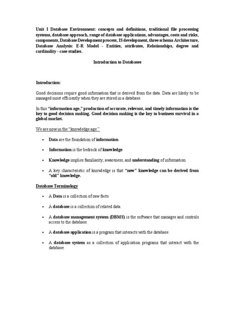 Unit I Pdf Databases Conceptual Model