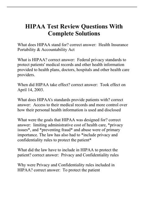 Hipaa Test Review Questions With Complete Solutions Hipaa Stuvia Us