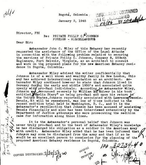 Philip Johnson Sex And Nazis Can Do Quite Well Fbi Report Media Coverage And More Art