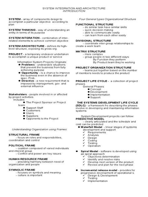 System Integration And Architecture Pdf Software Testing Software
