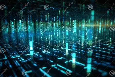 Binary Code Waves Depict Data Flow Digital Security In Internet