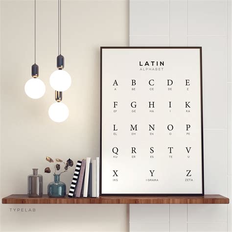 Classical Latin Alphabet Printable Art Language Learning Chart Poster