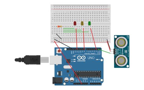 Circuit Design Distance Control Using Ultrasonic Sensor By Sbd Tinkercad