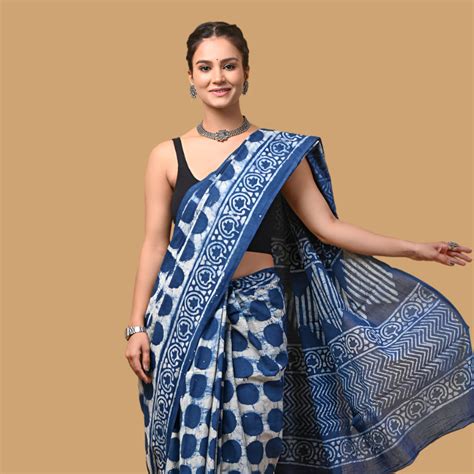 Indigo Cotton Saree Soft And Breathable Everyday Wear