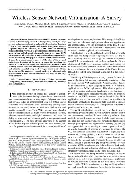 Pdf Wireless Sensor Network Virtualization A Survey