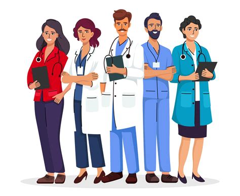 Hospital Medical Staff Team Standing Together Group Of Male And Female