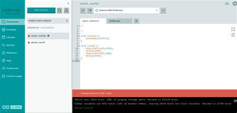 Cannot Perform CDC Reset Cloud Editor Arduino Forum