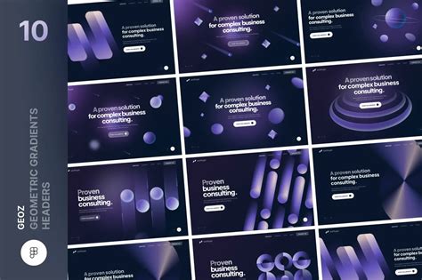 Geometric Gradients Figma — Geoz Ui Header Templates For Web Design