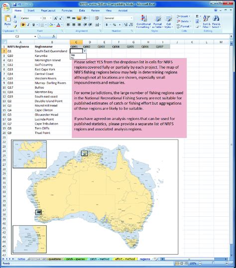 Screen Shot Of The Region Table Of The Data Matrix Which Determined