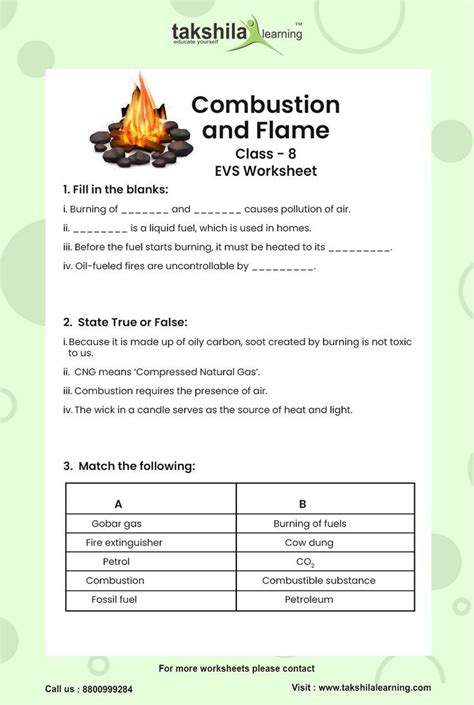 Combustion And Flame Class 8 Worksheets With Answers Artofit