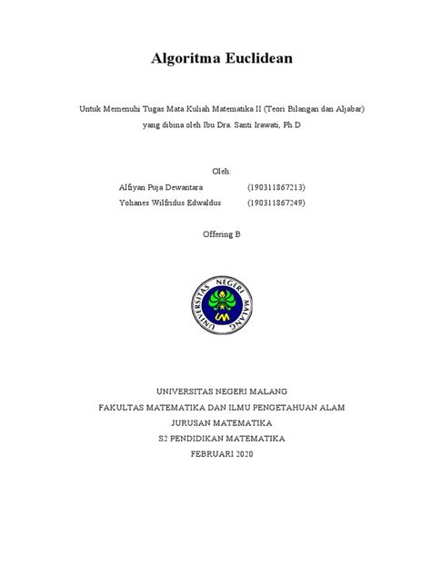 Kelompok 4 34 Algoritma Euclidean Pdf