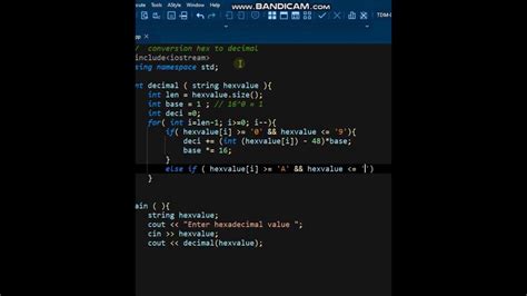 conversion hexadecimal to decimal by userdefined fxn in c shorts coding