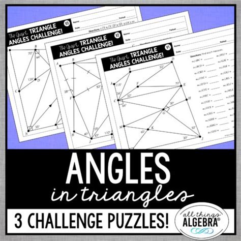 Angle Measures In Triangles Challenge Puzzles All Things Algebra®