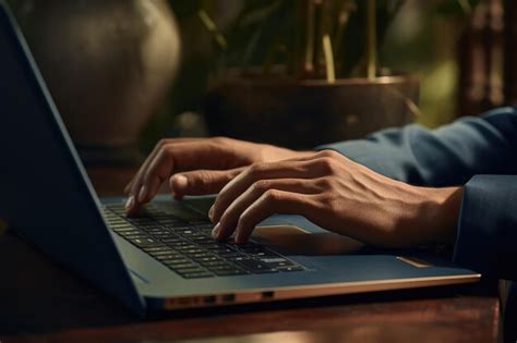 Premium AI Image A Man Is Typing On A Laptop