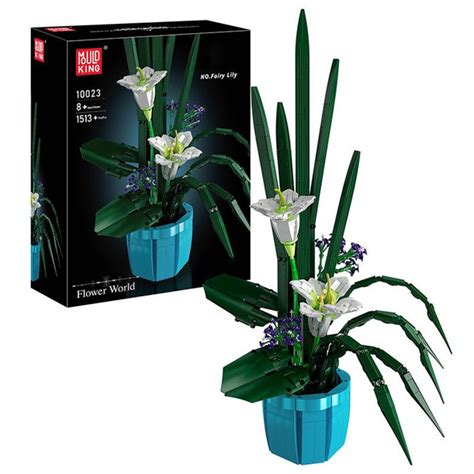 Mould King Lily Bonsai Building Blocks Flower Diy Green Plant Bouquet Potted Model Brick