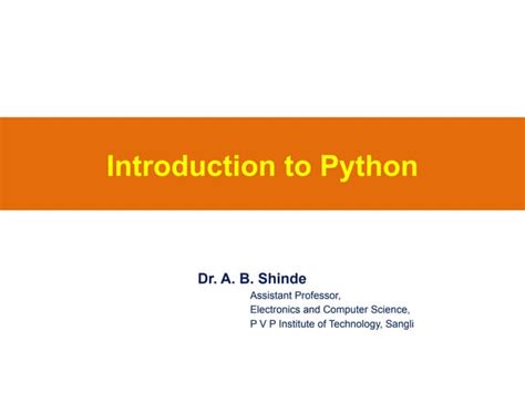 Introduction To Python Programming Language Ppsx