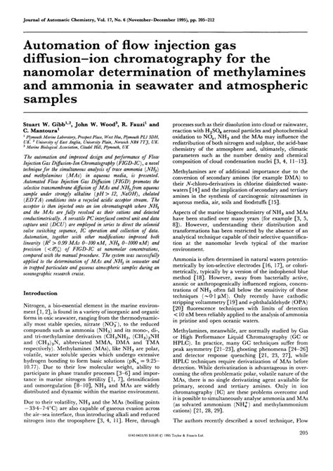 Pdf Automation Of Flow Injection Gas Diffusion Ion Chromatography For The Nanomolar