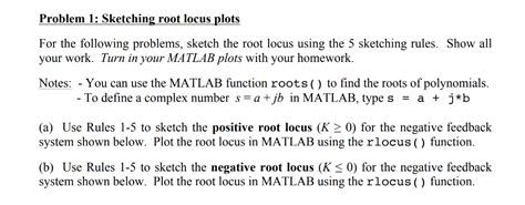 Solved Problem 1 Sketching Root Locus Plots For The