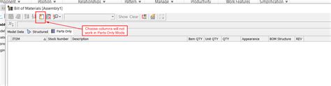 bill of material choose columns parts only mode autodesk community
