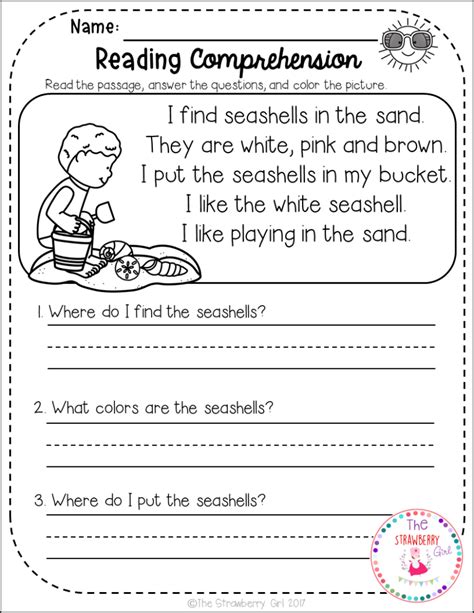 Summer Reading Comprehension Worksheets Pdf Summer Worksheets