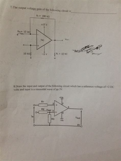 Solved The Output Voltage Gain Of The Following Circuit Is Chegg