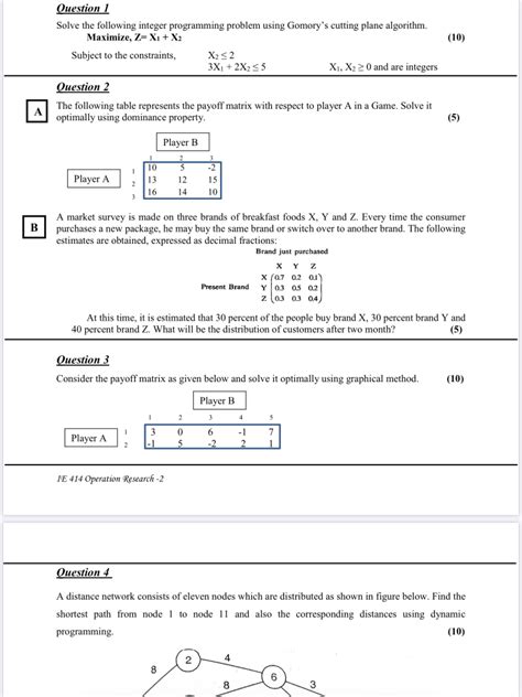 10 question 1 solve the following integer