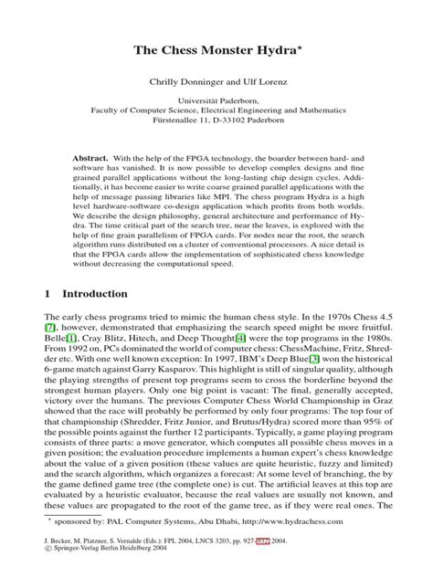 the chess monster hydra pdf parallel computing personal computers