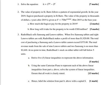 Solved Solve The Equation 6 22p 2p[7 ﻿marks]2 ﻿the Value Of