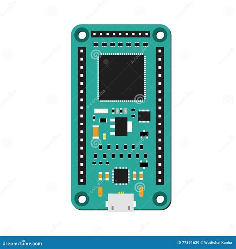 DIY Electronic Green Mini High End Board With A Microcontroller Stock Vector Illustration Of
